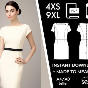Women's Tailored Dress Sewing Pattern PDF 4xs-9xl/custom Size Elegant ...