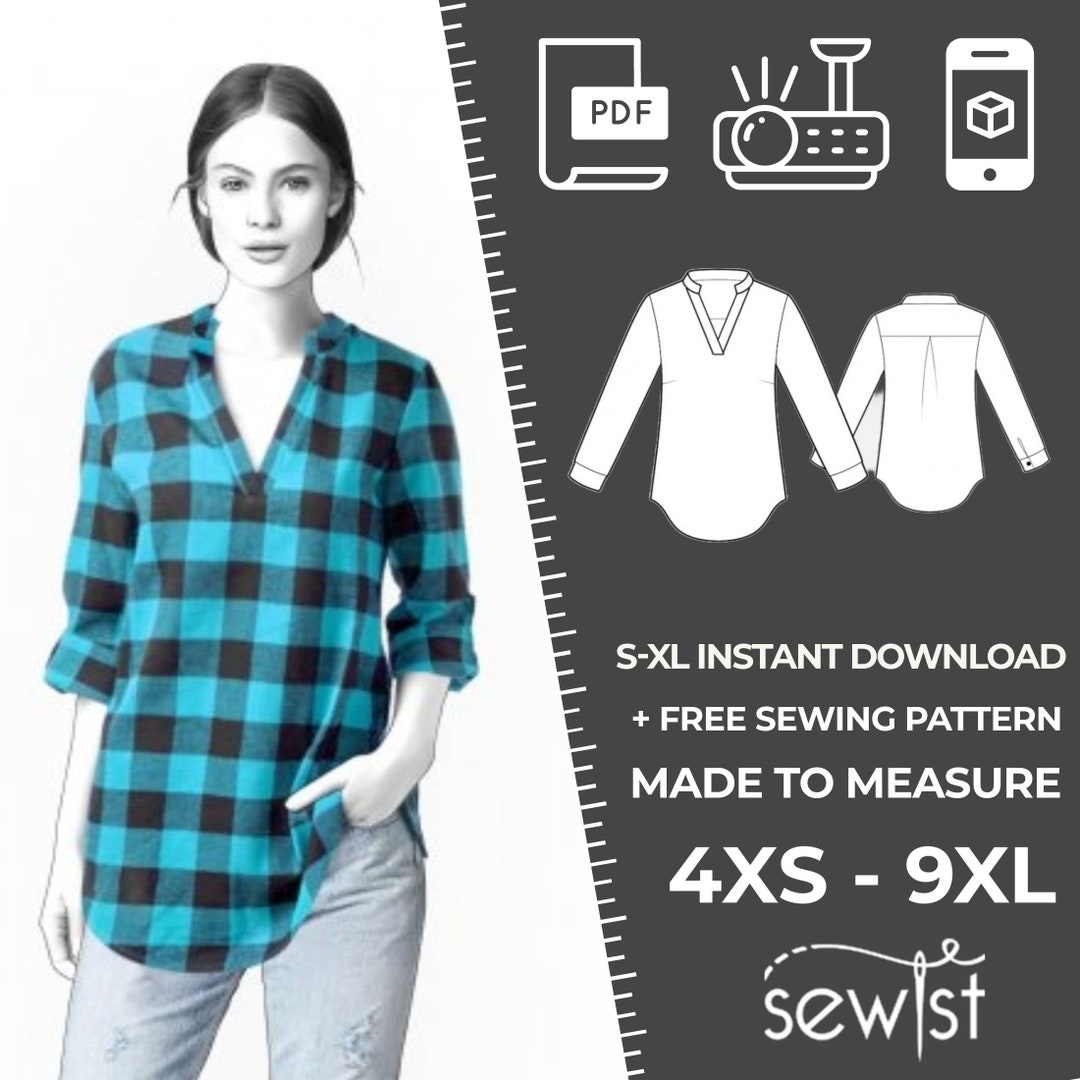 4738 PDF Shirt Sewing Pattern S-M-L-XL or Made to Measure Sewing ...