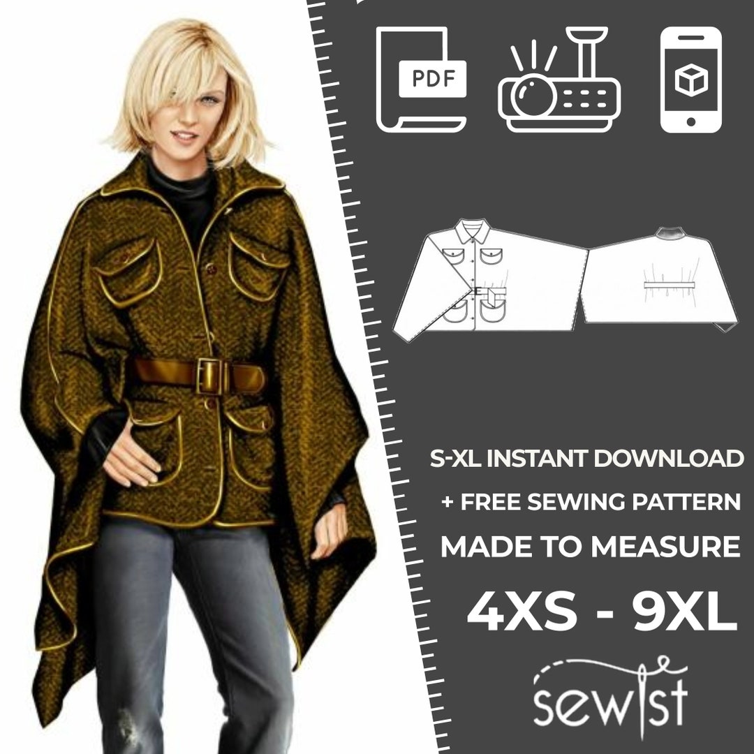 5726 PDF Cape Sewing Pattern S-M-L-XL Women Mantle, Ladies Clothes, PDF ...