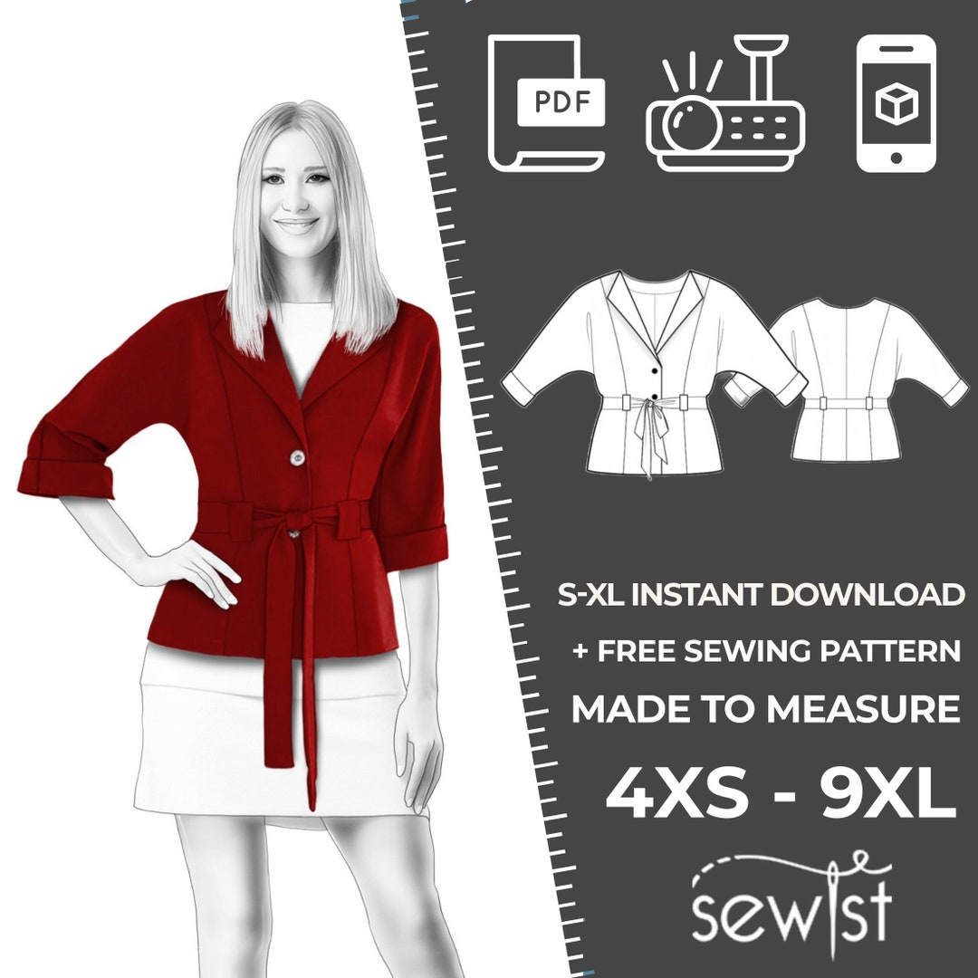 2277 Jacket Sewing Pattern S-M-L-XL or Made to Measure Sewing Pattern ...