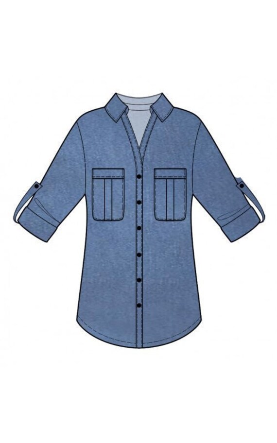 2391 Denim Shirt Sewing Pattern PDF Download S-M-L-XL or Free | Etsy