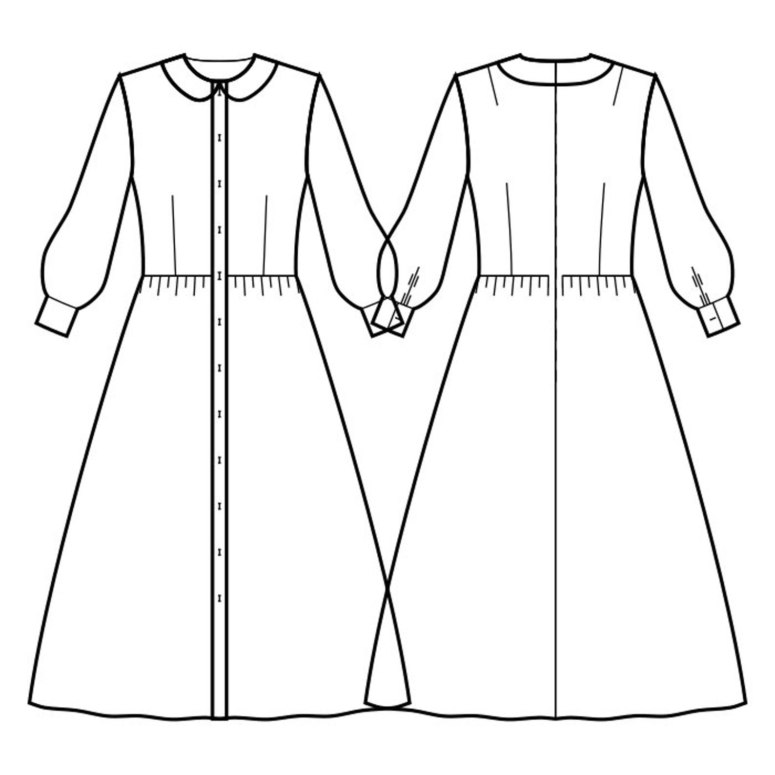 Women's Long Buttoned Dress Sewing Pattern PDF - 4xs-9xl/custom Size ...