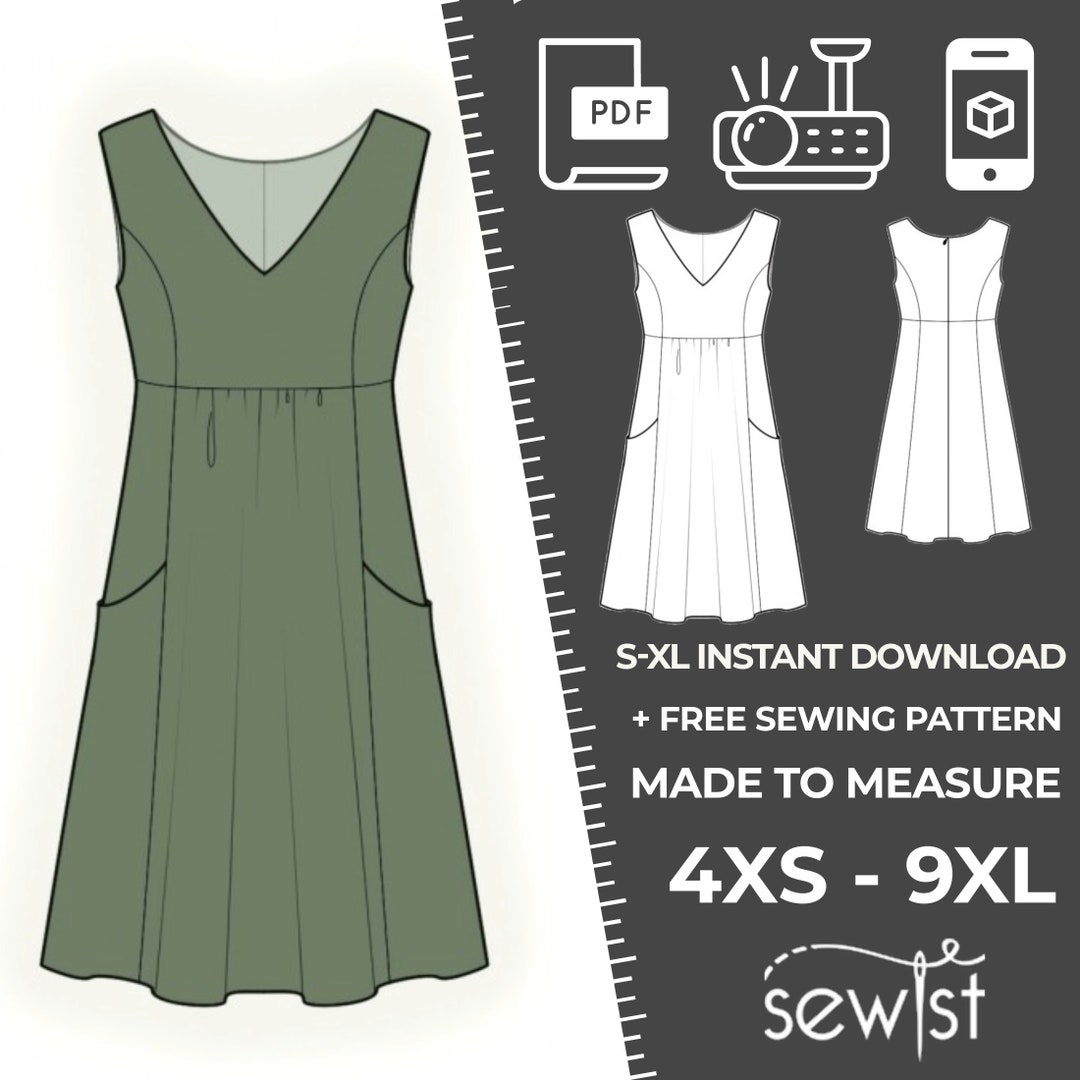 4916 Women's Dress Sewing Pattern PDF S,M,L,XL / Custom Size Wedding ...