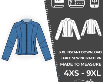 2047 Jacket Sewing Pattern PDF Download, S-M-L-XL or Free Made to ...