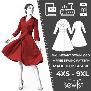 4747 Women's Dress Sewing Pattern PDF S,M,L,XL / Custom Size Elegant ...