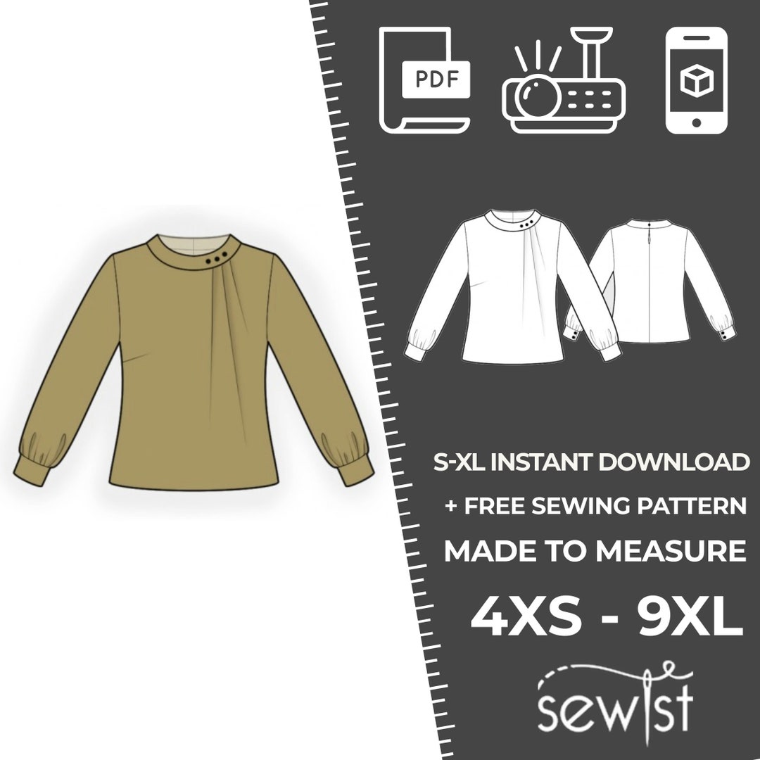 2320 PDF Blouse Sewing Pattern S-M-L-XL or Made to Measure Sewing ...