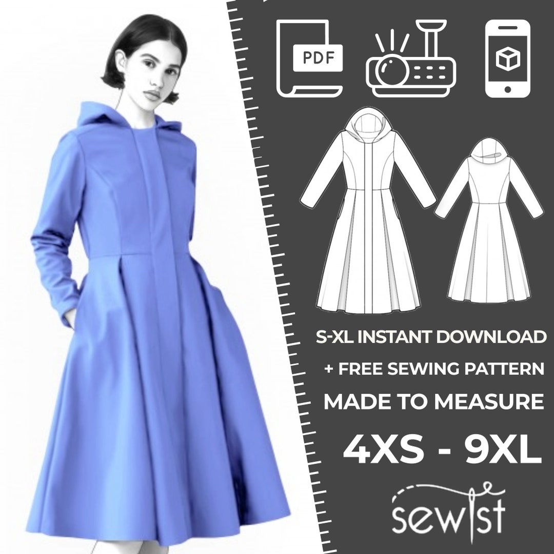 2502 PDF Raincoat Sewing Pattern S-M-L-XL or Made to Measure Sewing ...