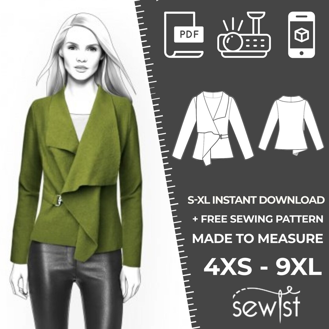 4650 Jacket Sewing Pattern PDF Download, S-M-L-XL or Free Made to ...