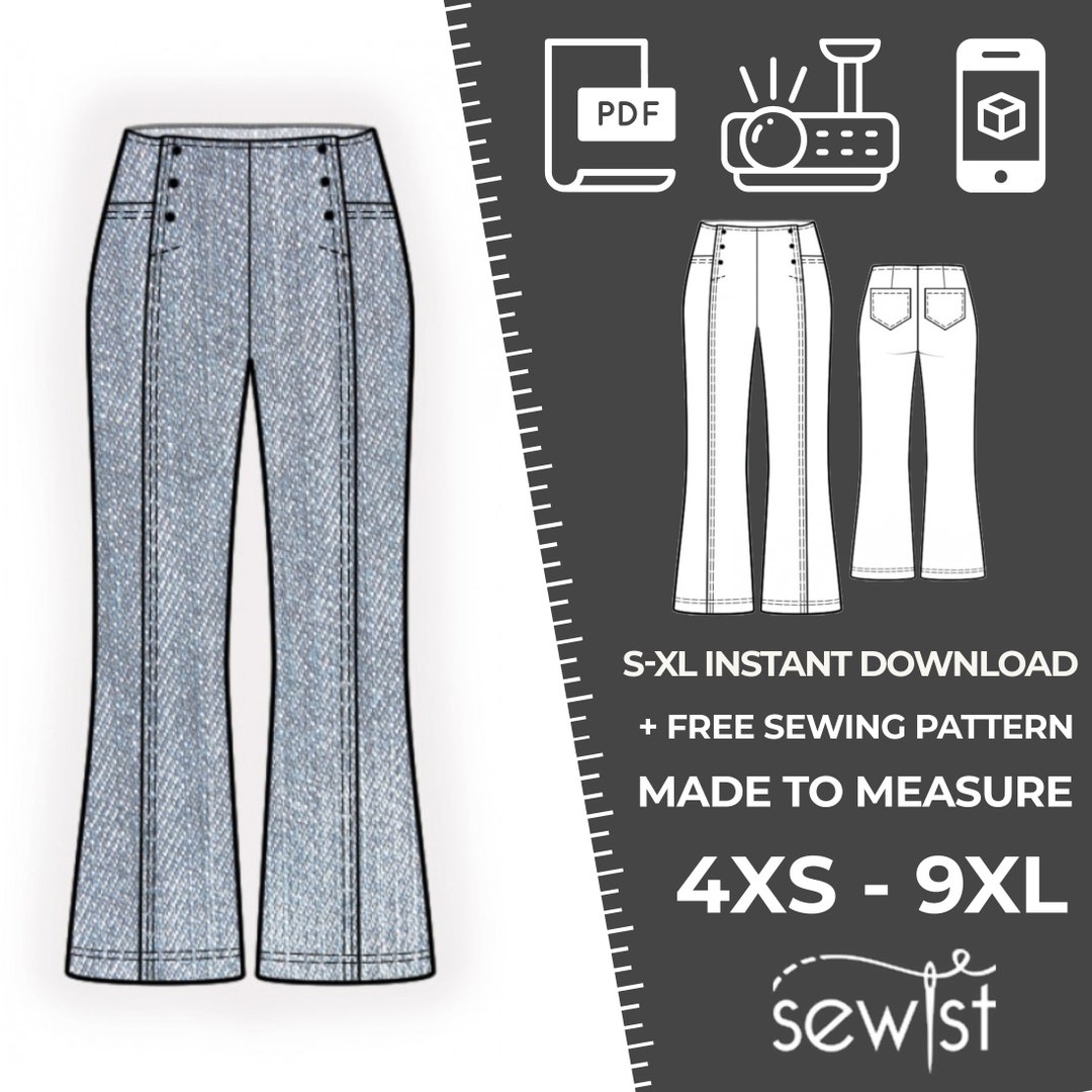 2244 Jeans Pants Sewing Pattern PDF S-M-L-XL or Made to Measure Sewing ...