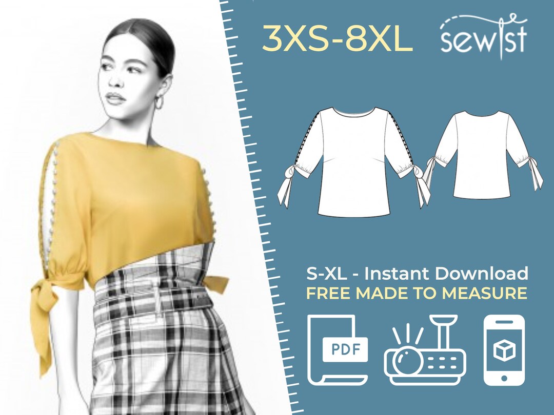 2150 Blouse Top Sewing Pattern PDF S-M-L-XL or Made to - Etsy
