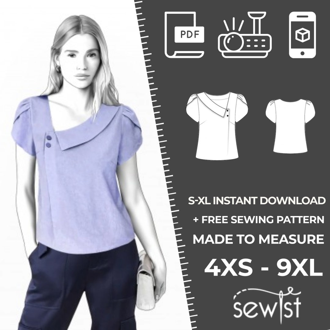 2602 Top Sewing Pattern PDF S-M-L-XL or Made to Measure Sewing Pattern PDF Download Royalty Free ...