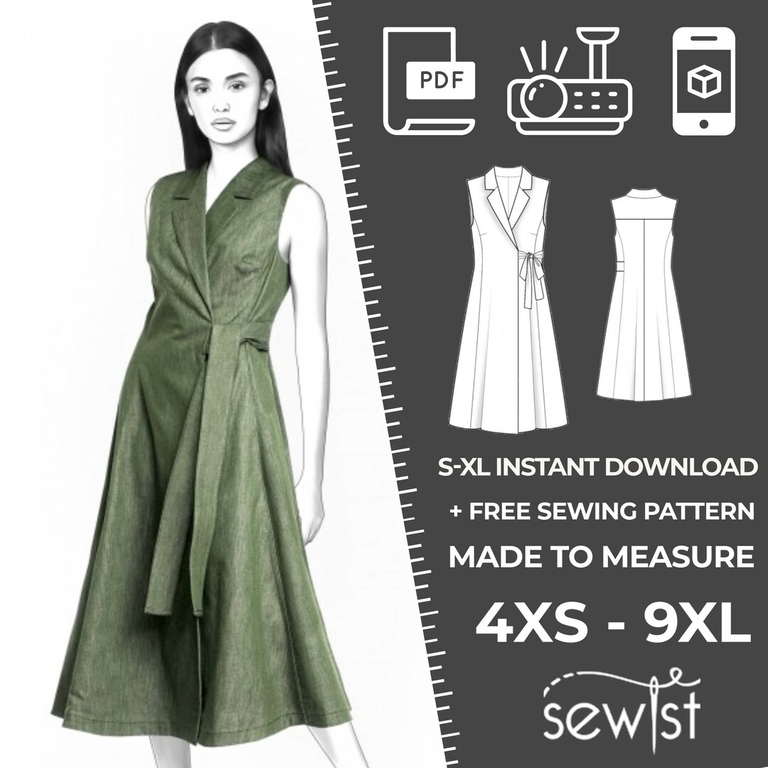 2334 Dress Sewing Pattern PDF S-M-L-XL or Made to Measure Sewing ...