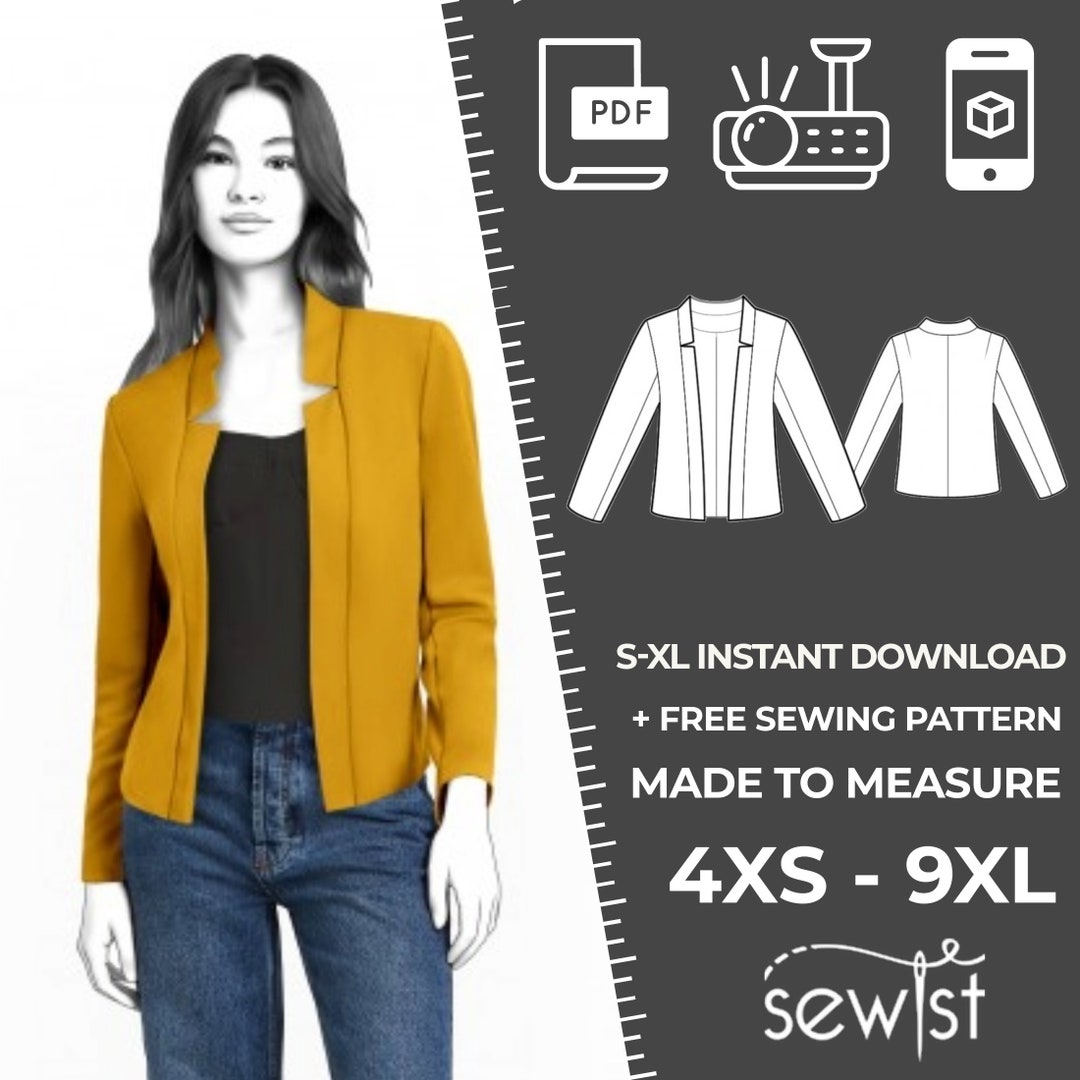2507 Jacket Sewing Pattern PDF Download, S-M-L-XL or Free Made to ...