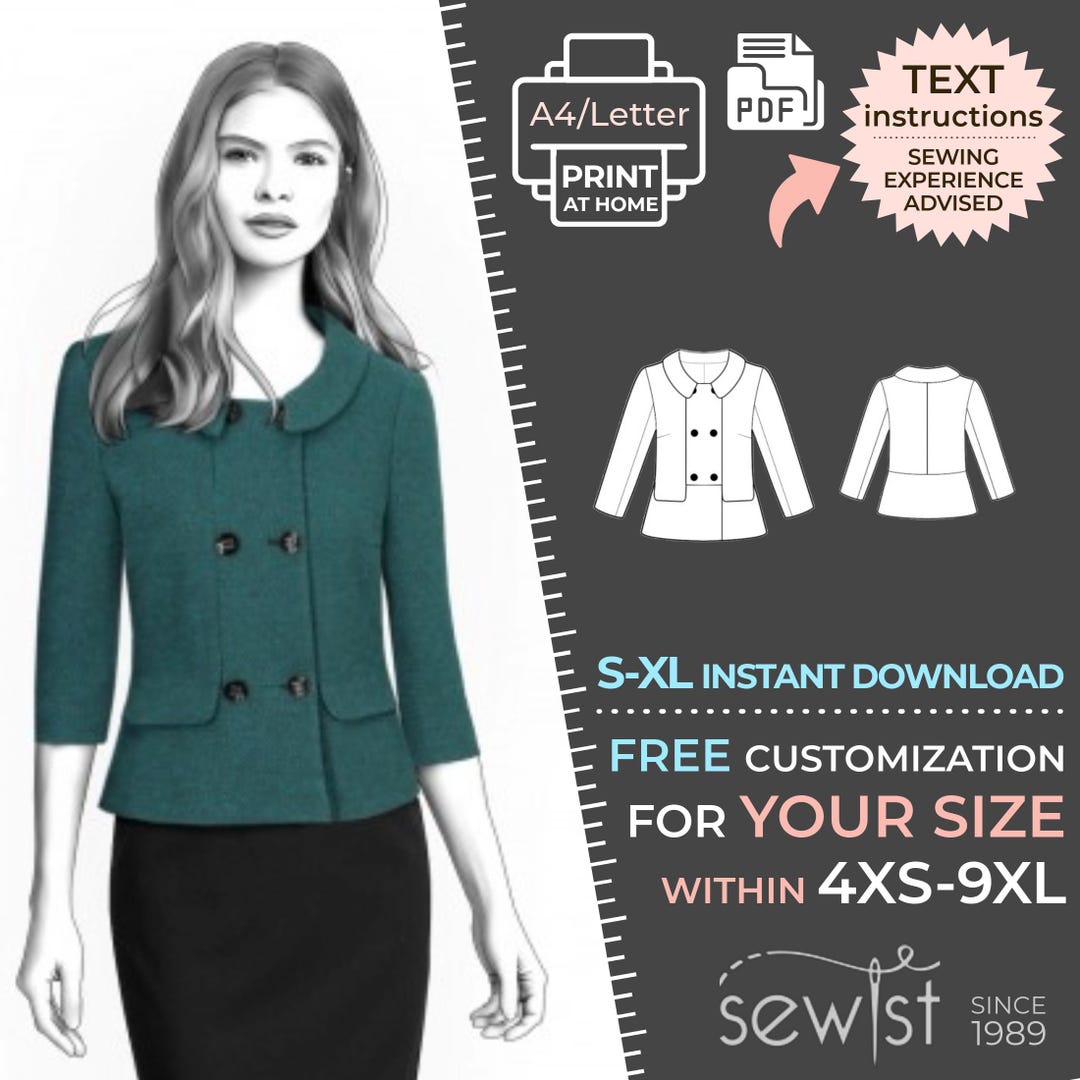 4982 PDF Jacket Sewing Pattern - S-M-L-XL or Made to Measure Sewing ...