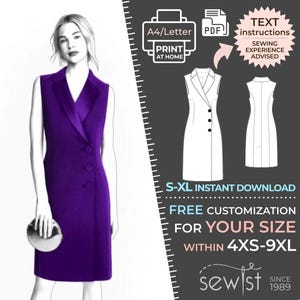 4758 Women's Dress Sewing Pattern PDF - S,M,L,XL / Custom Size ...