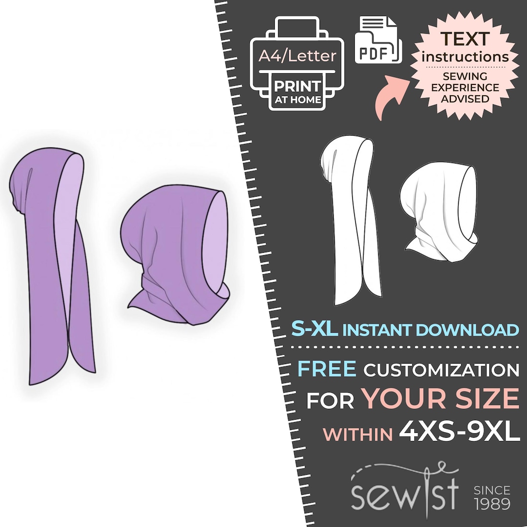 2377 Hood Sewing Pattern PDF - S-M-L-XL or Made to Measure Sewing ...