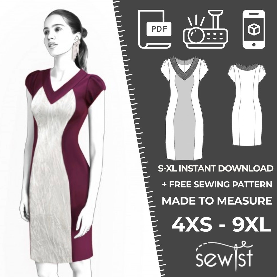 2535 Women's Dress Sewing Pattern PDF S,M,L,XL / Custom Size Elegant ...