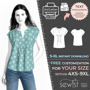 2608 PDF Top Sewing Pattern - S-M-L-XL or Made to Measure Sewing ...