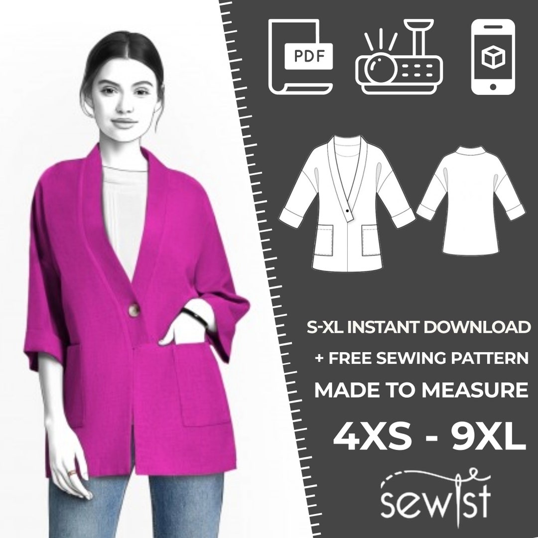 2531 Jacket Sewing Pattern PDF Download, S-M-L-XL or Free Made to ...