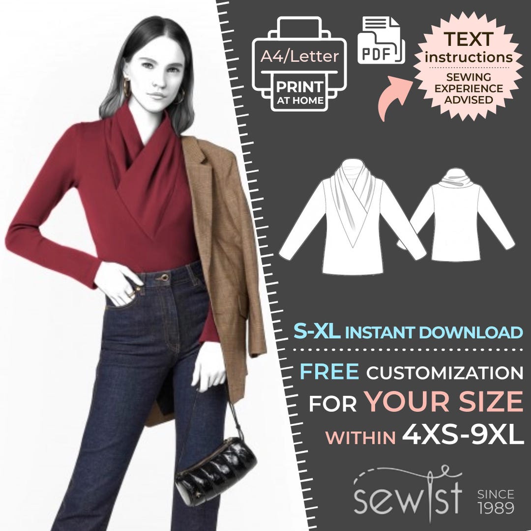 2483 Top Sewing Pattern PDF - S-M-L-XL or Made to Measure Sewing ...