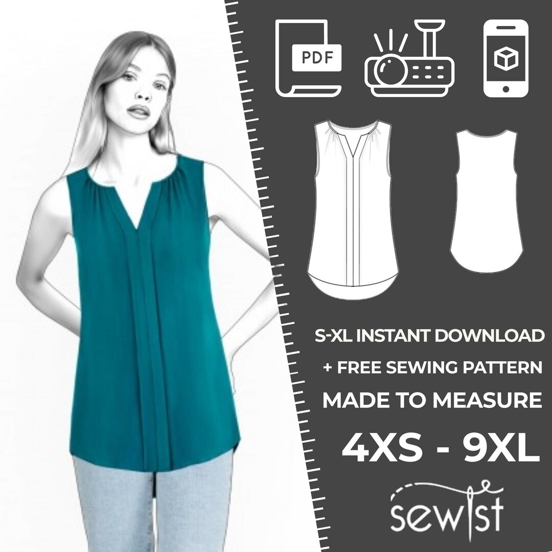 2105 Top Sewing Pattern PDF S-M-L-XL or Made to Measure Sewing Pattern ...