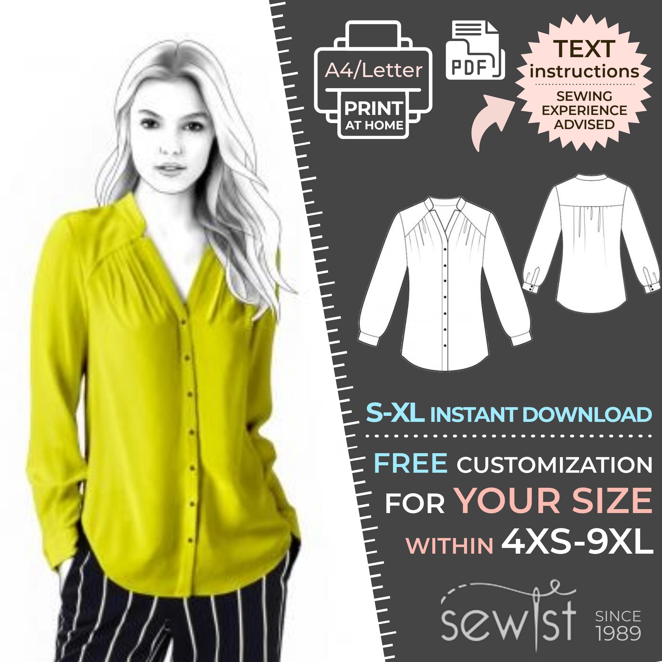 4555 Patron de couture chemisier femme PDF - S-M-L-XL ou patron de ...