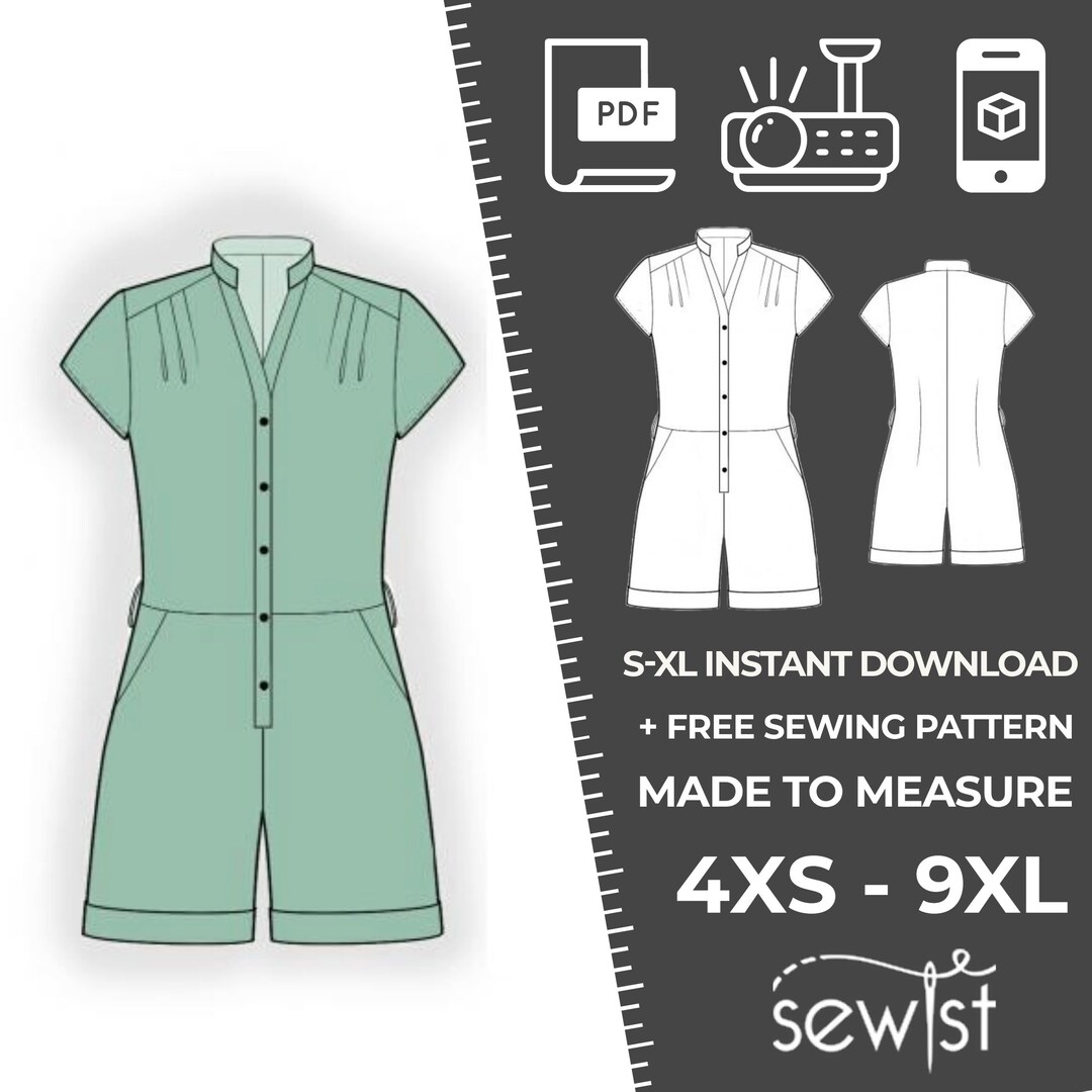 4053 PDF Jumpsuit Sewing Pattern S-M-L-XL or Made to Measure Sewing ...