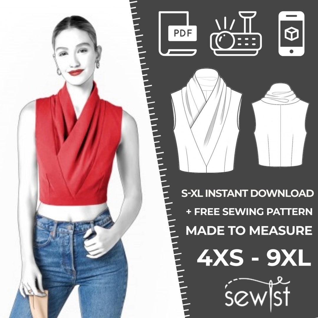 2501 Vest Sewing Pattern PDF Download, S-M-L-XL or Free Made to Measure ...