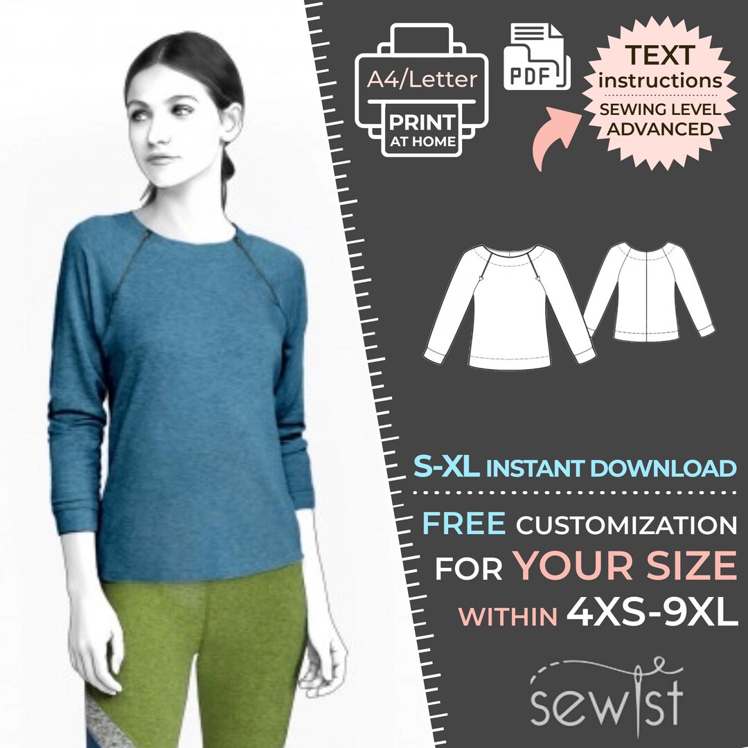 2041 Top Sewing Pattern PDF - S-M-L-XL or Made to Measure Sewing ...