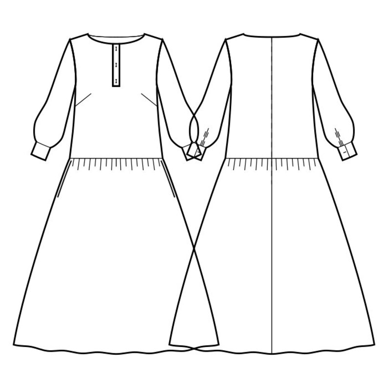 Women's Boho Dress With Pockets Sewing Pattern PDF - 4XS-9XL / Custom ...