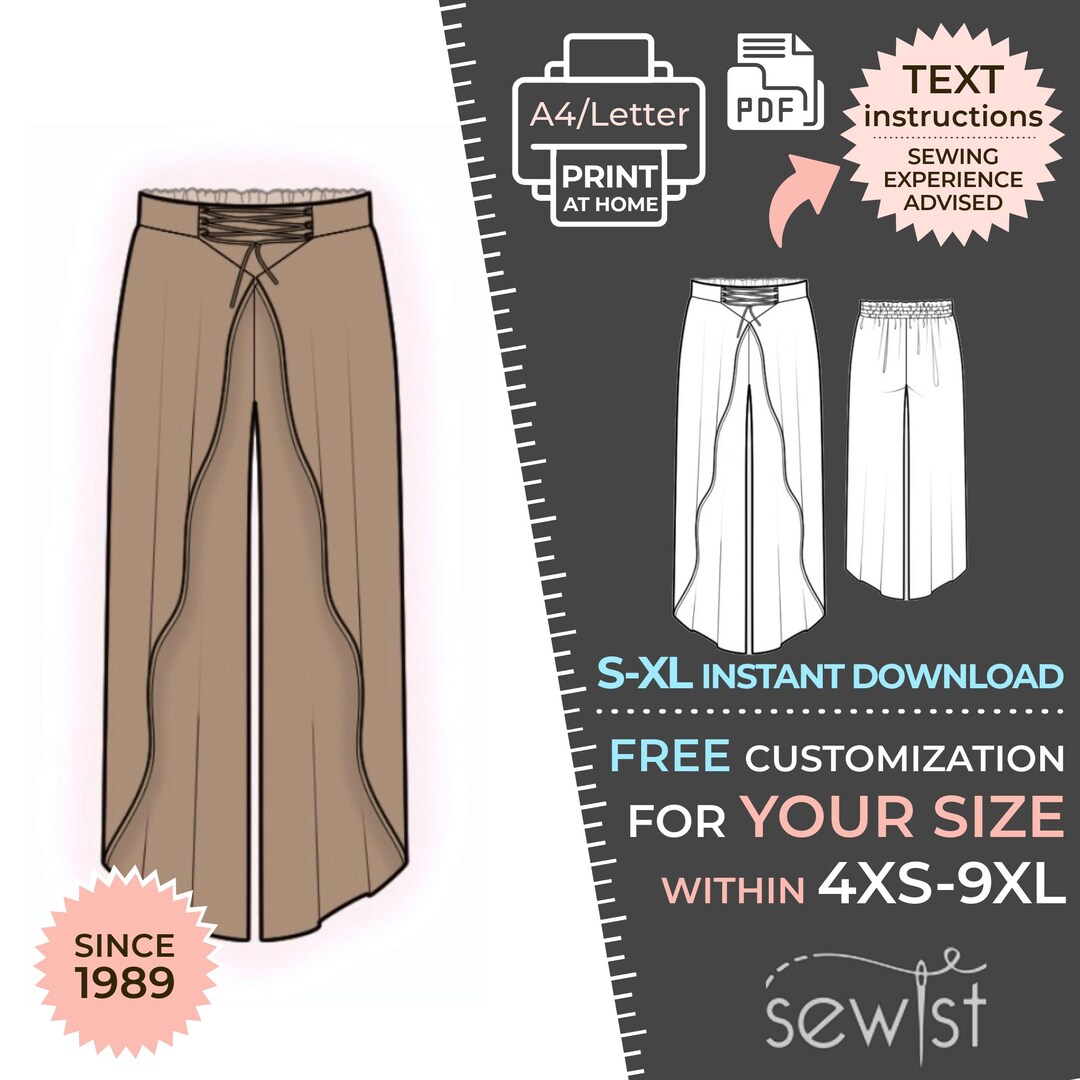2270 Pants Sewing Pattern PDF - S-M-L-XL or Made to Measure Sewing ...