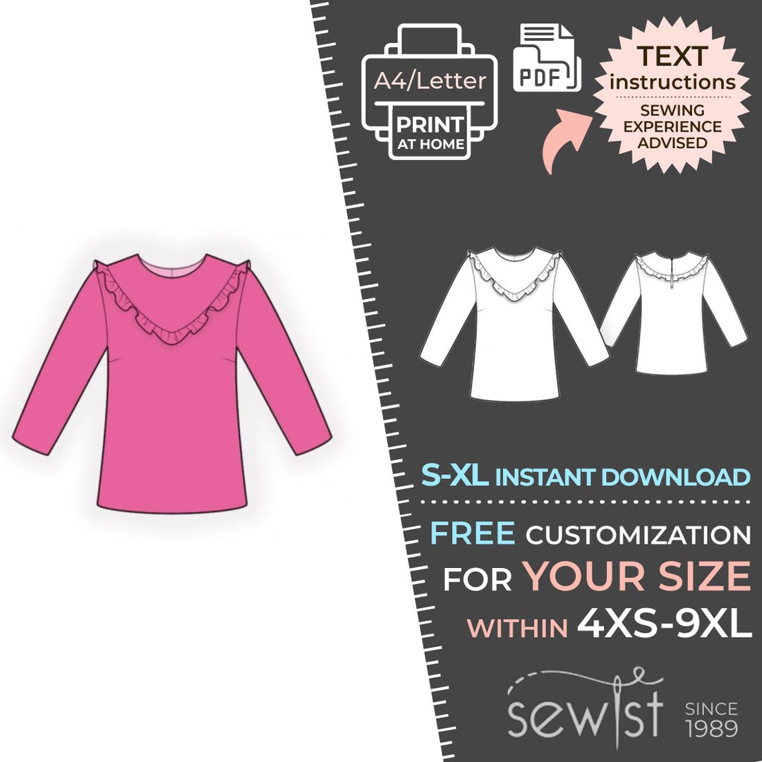 2474 - Blouse Sewing Pattern PDF - S-M-L-XL or Made to Measure Sewing ...