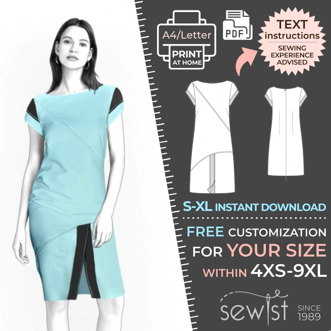 2487 Women's Dress Sewing Pattern PDF - S,M,L,XL / Custom Size ...