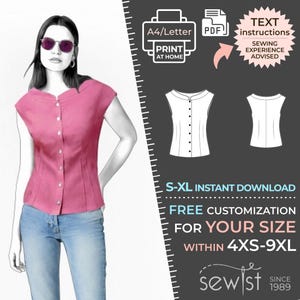 2434 Top Sewing Pattern PDF - S-M-L-XL or Made to Measure Sewing ...
