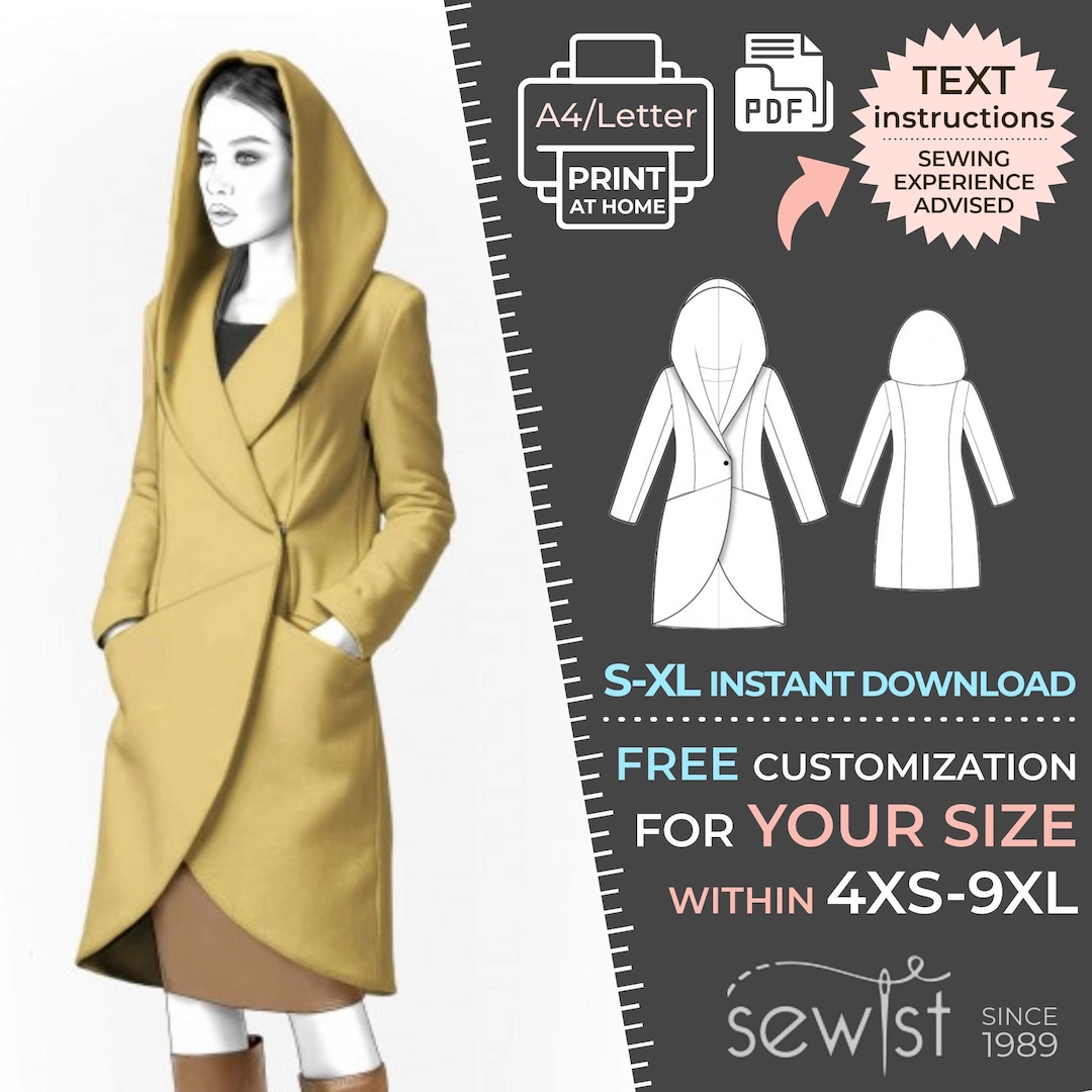 2523 PDF Coat Sewing Pattern - S-M-L-XL or Made to Measure Sewing ...