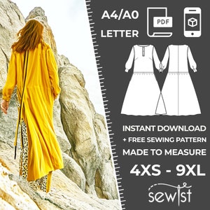 Women's Boho Dress With Pockets Sewing Pattern PDF - 4XS-9XL / Custom ...