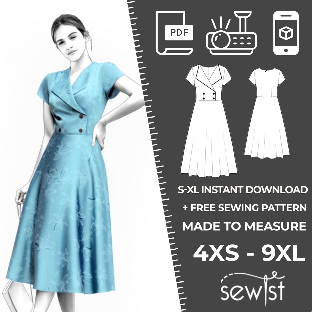 2144 Women's Dress Sewing Pattern PDF S,M,L,XL / Custom Size Wedding ...