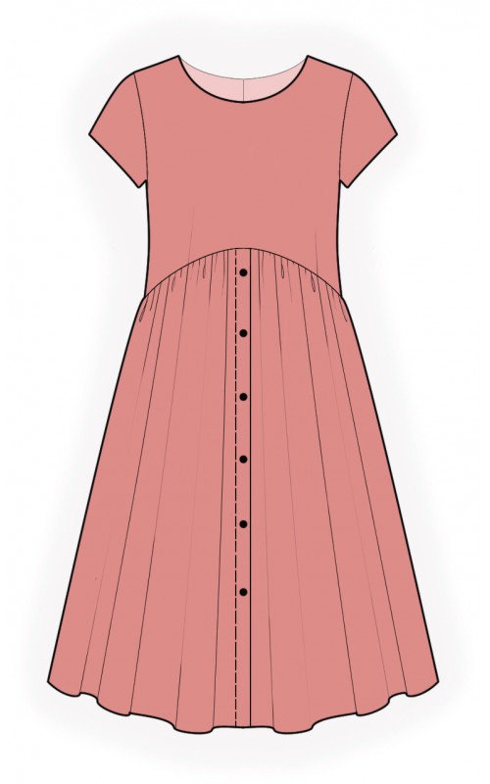 2107 Women's Dress Sewing Pattern PDF - S,M,L,XL / Custom Size ...