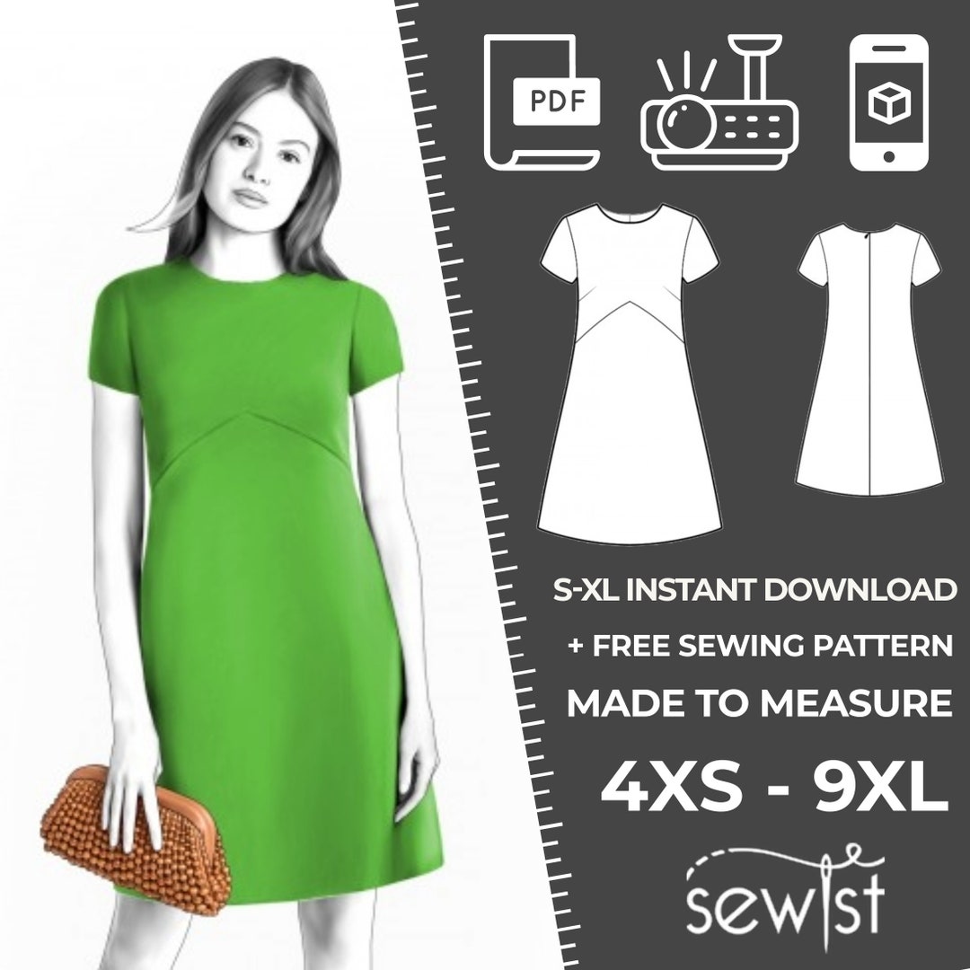 2509 Women's Dress Sewing Pattern PDF S,M,L,XL / Custom Size Elegant ...