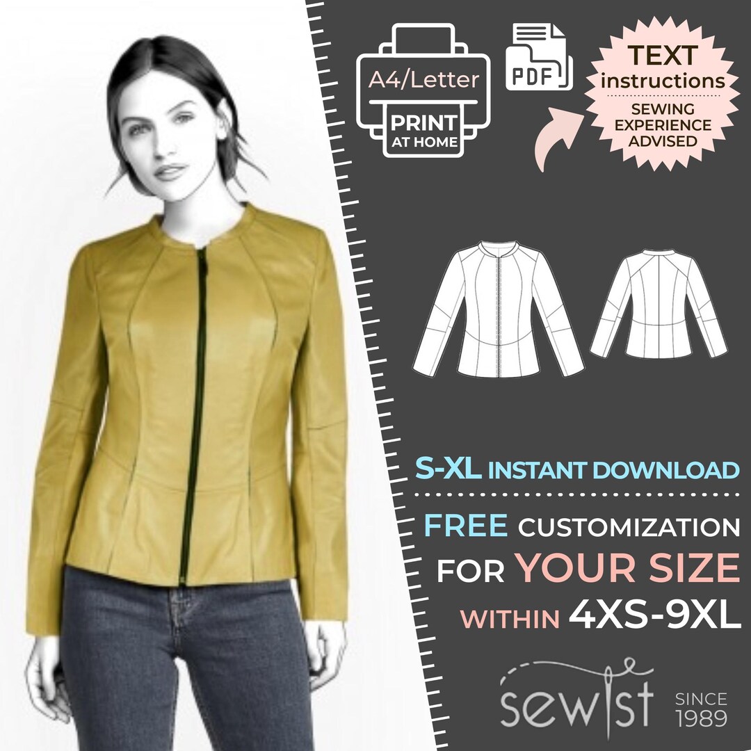 4973 Leather / Denim Jacket PDF Sewing Pattern - S-M-L-XL or Made to ...