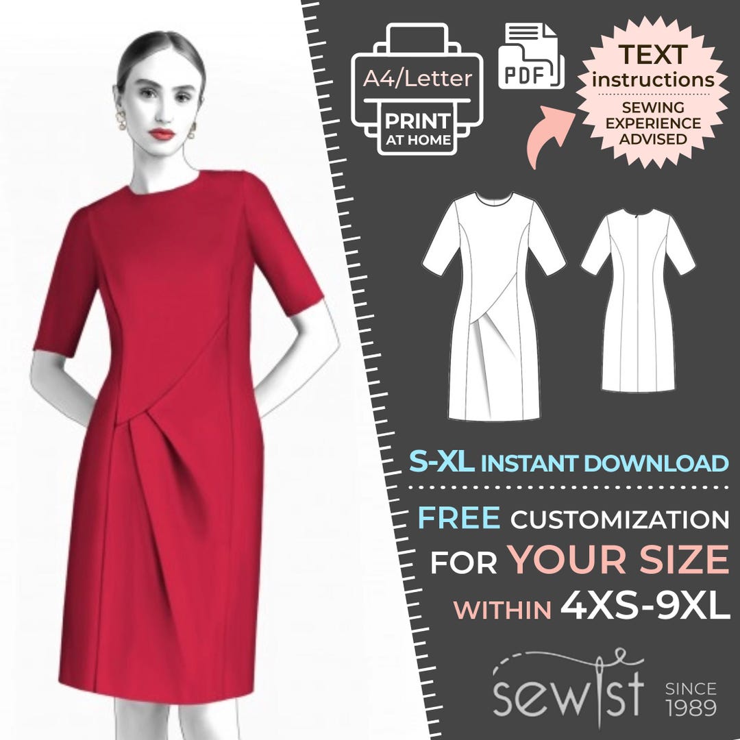 2515 Women's Dress Sewing Pattern PDF - S,M,L,XL / Custom Size ...