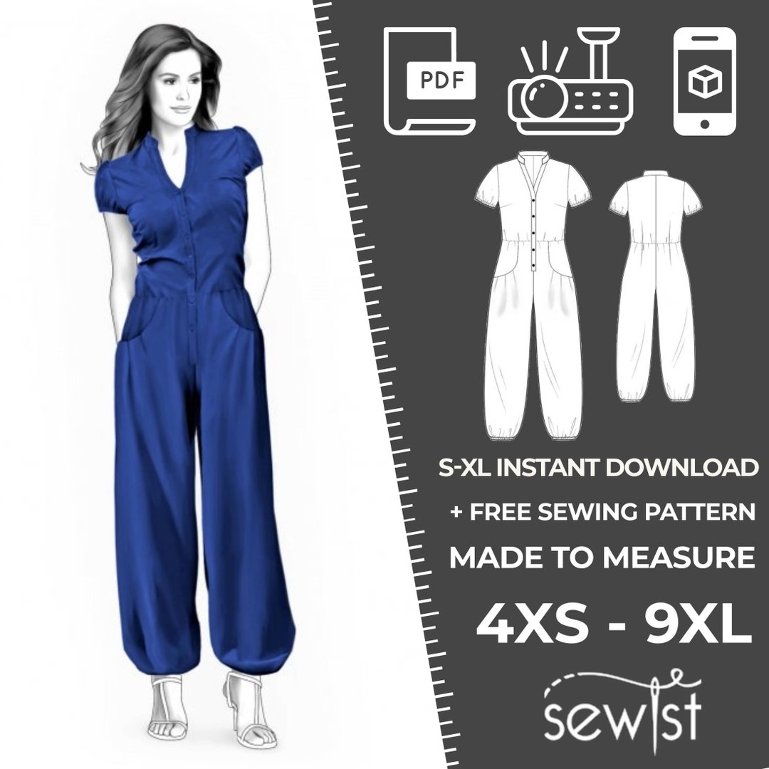 4044 PDF Jumpsuit Sewing Pattern - S-M-L-XL or Made to Measure Sewing ...