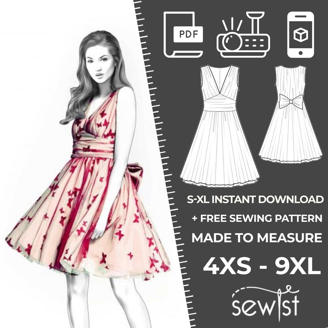4206 Women's Dress Sewing Pattern PDF S,M,L,XL / Custom Size Elegant ...