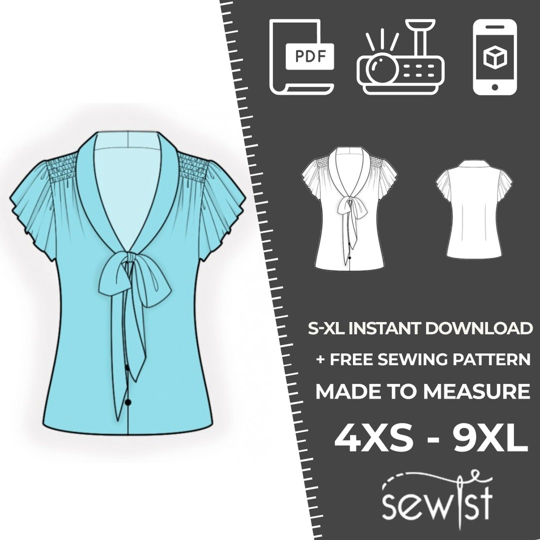2435 Blouse Sewing Pattern PDF S-M-L-XL or Made to Measure Sewing ...