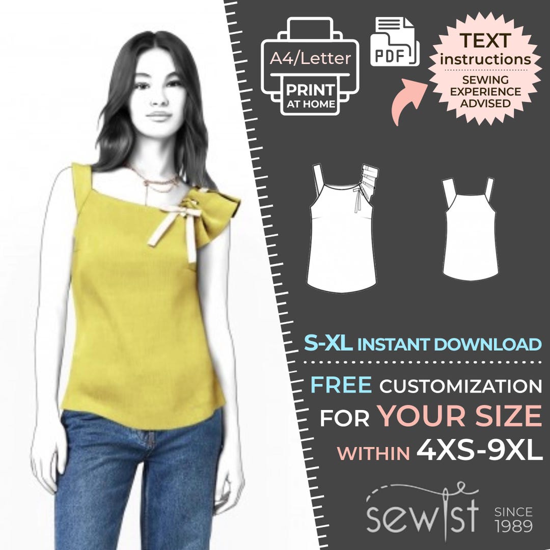 2460 Top Sewing Pattern PDF - S-M-L-XL or Made to Measure Sewing ...