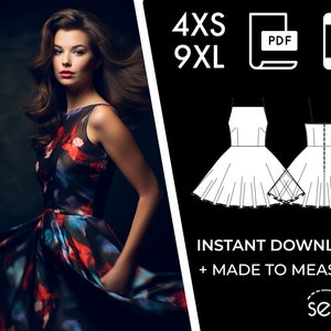 Women's Sundress Sewing Pattern PDF - 4XS-9XL / Custom Size - Elegant ...