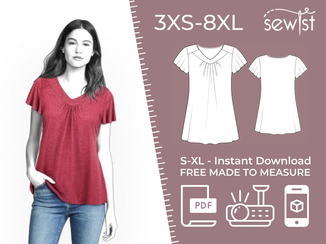 2097 Knit Top Sewing Pattern PDF S-M-L-XL or Made to Measure - Etsy