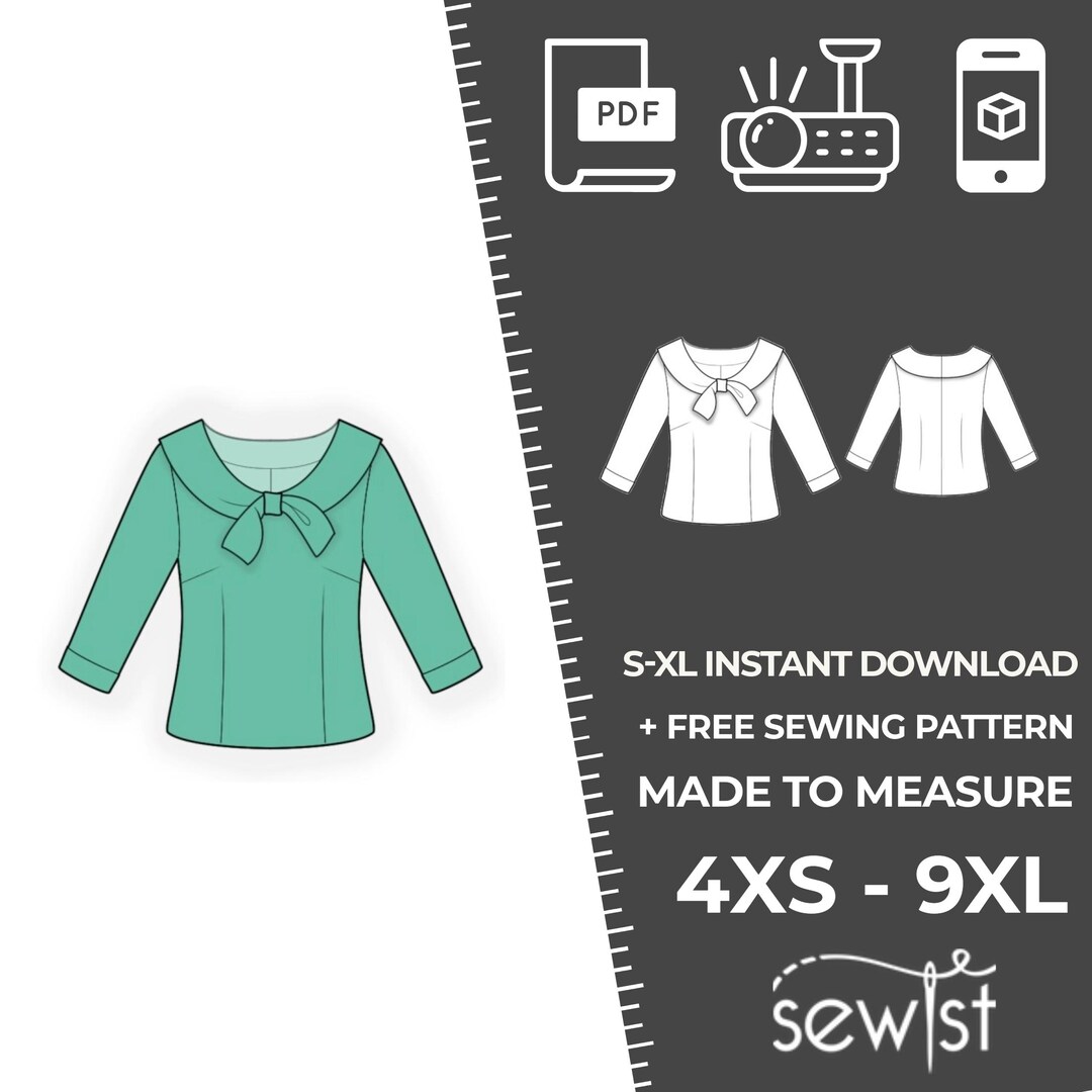 2731 Blouse, Top Sewing Pattern PDF S-M-L-XL or Made to Measure Sewing Pattern PDF Download ...