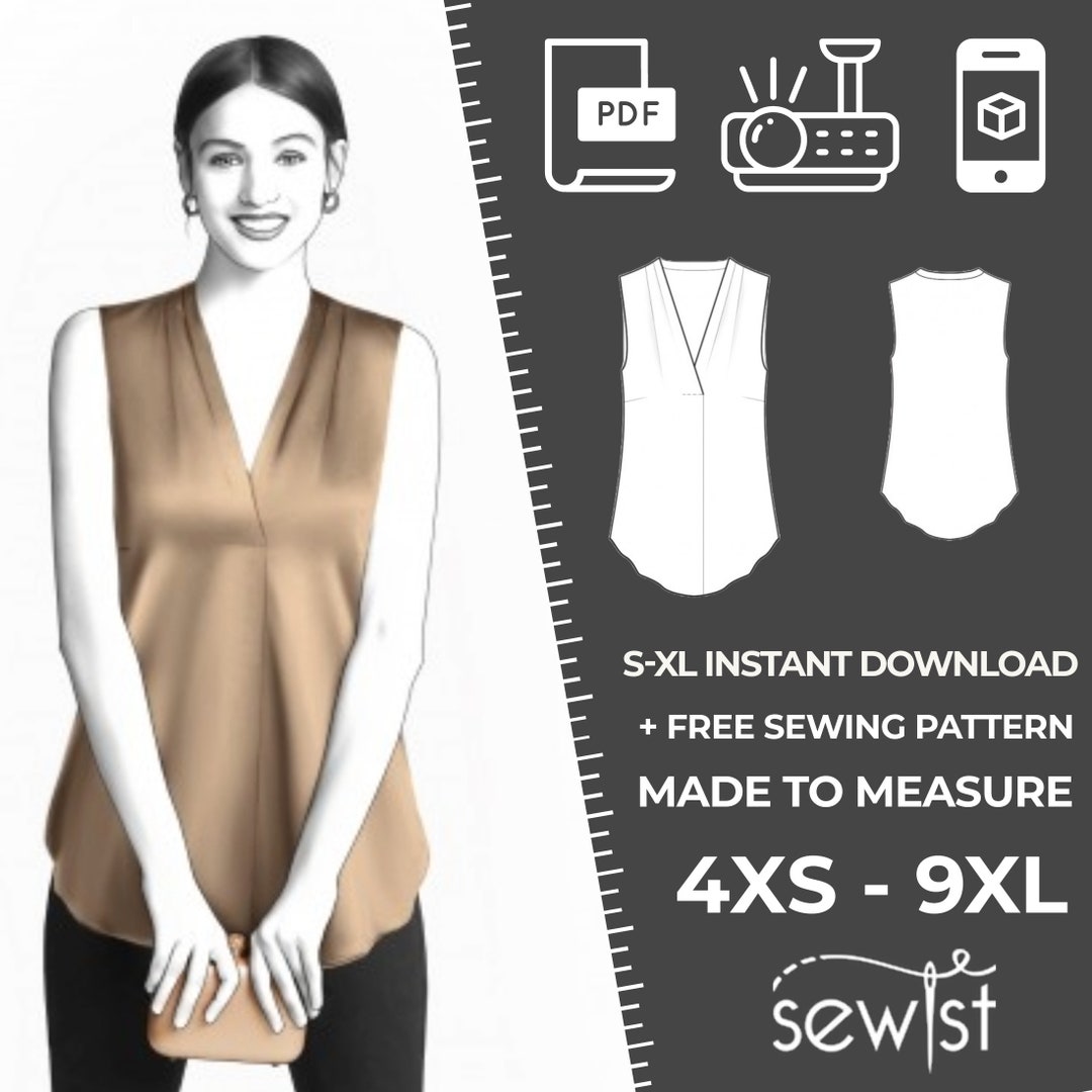 2104 Blouse, Top Sewing Pattern PDF S-M-L-XL or Made to Measure Sewing ...