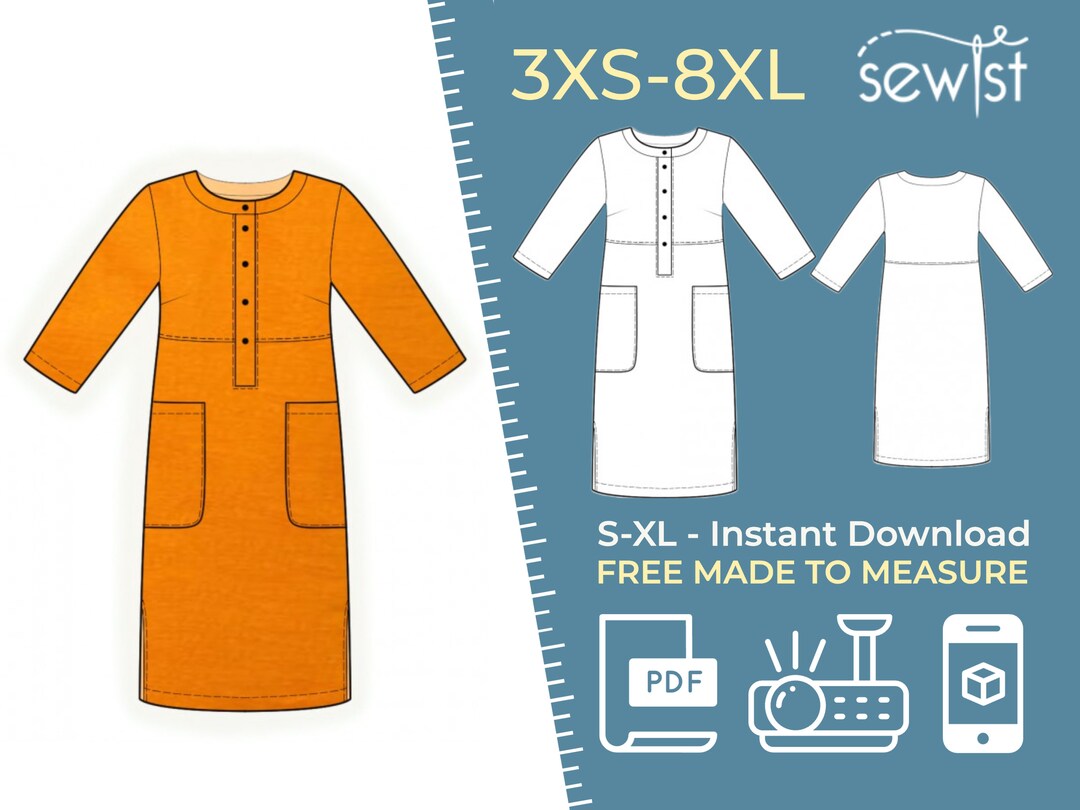 2319 Dress Sewing Pattern PDF Download S-M-L-XL or Free - Etsy